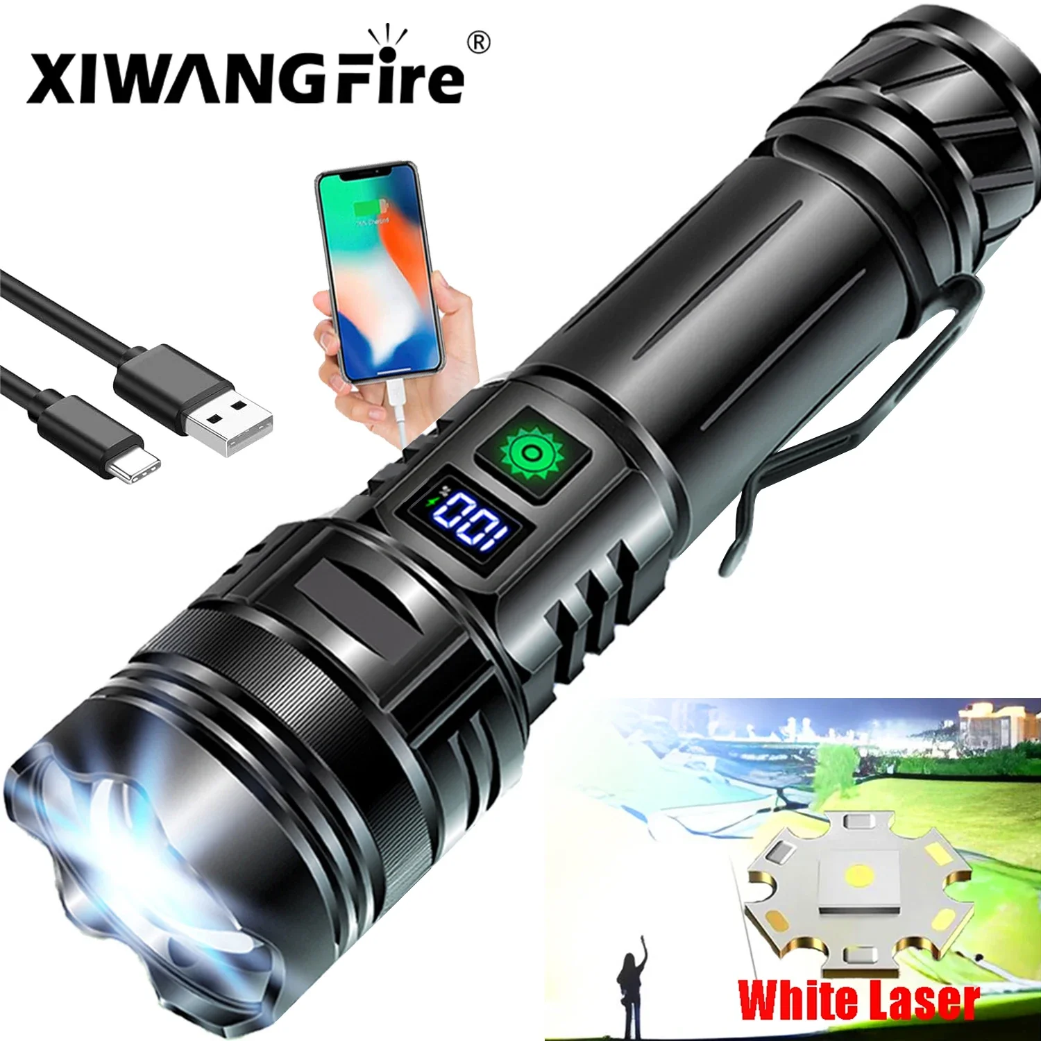 High-Power-LED-Flashlight-Type-C-USB-Rechargeable-Long-Range-Tactical ...