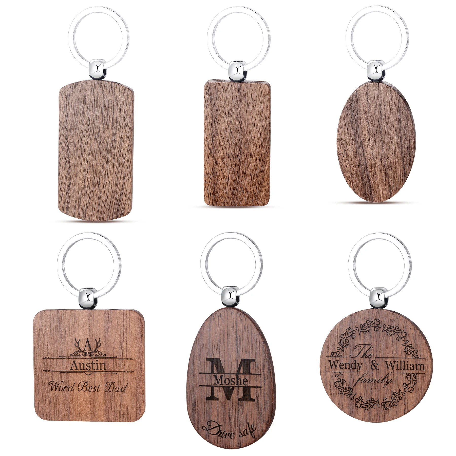 10Pcs Wholesale Wooden Keychains Can be engraved Logo Name Party ...