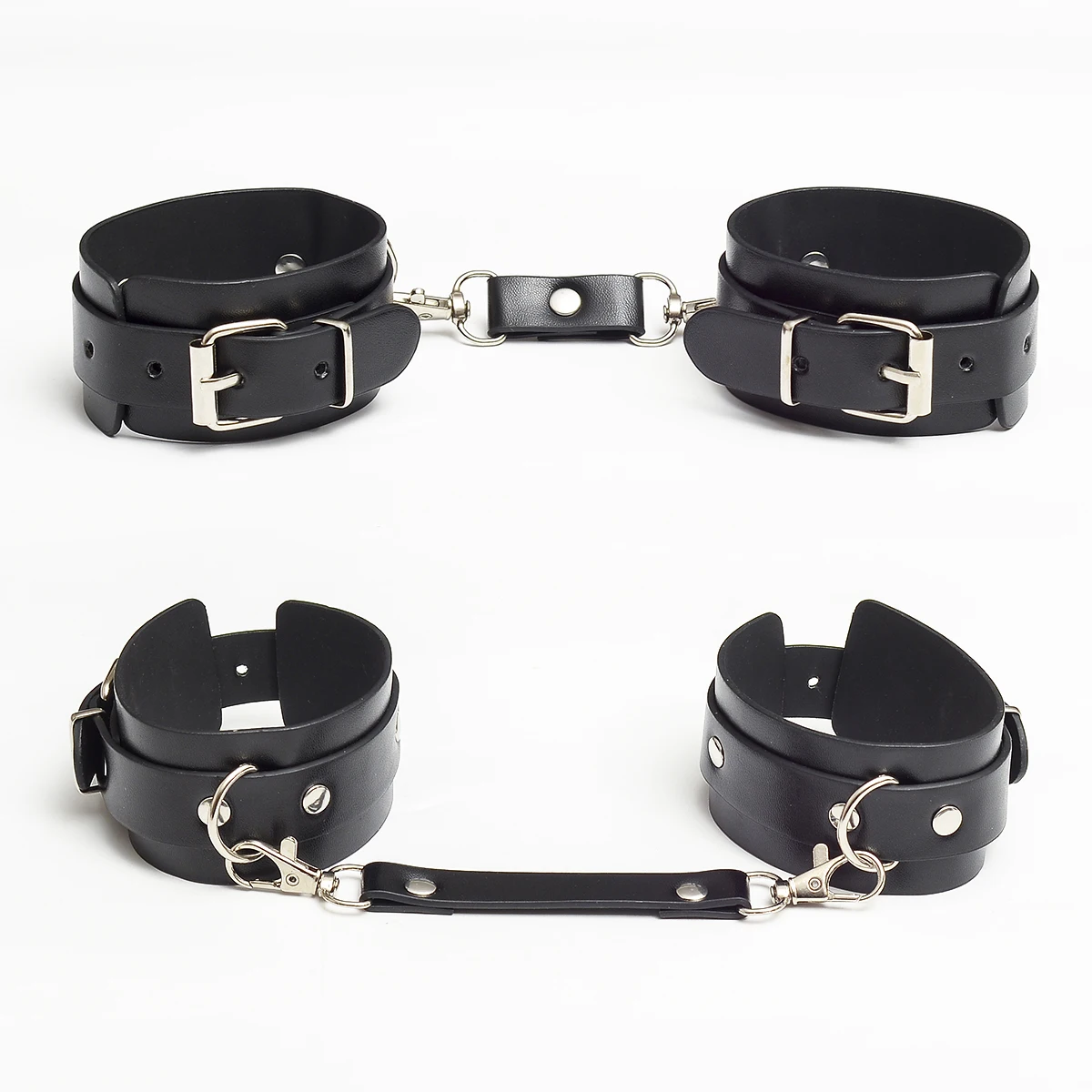 A-pair-black-pu-oil-side-love-handcuffs-couple-body-restraint-love-toy ...