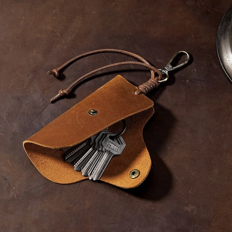 Crazy Horse Leather Key Pouch, Universal Car Key Cover with Anti ...
