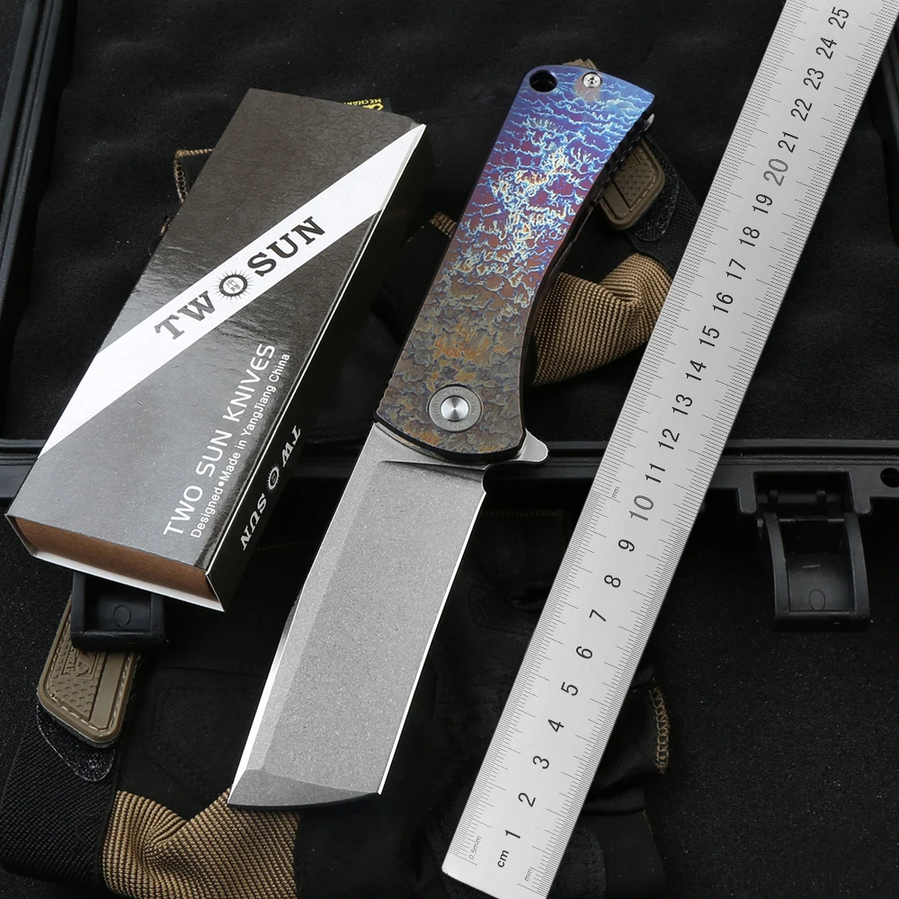TWO SUN TS390 Color Folding Knife D2 Blade Flipper Ball Brearing ...