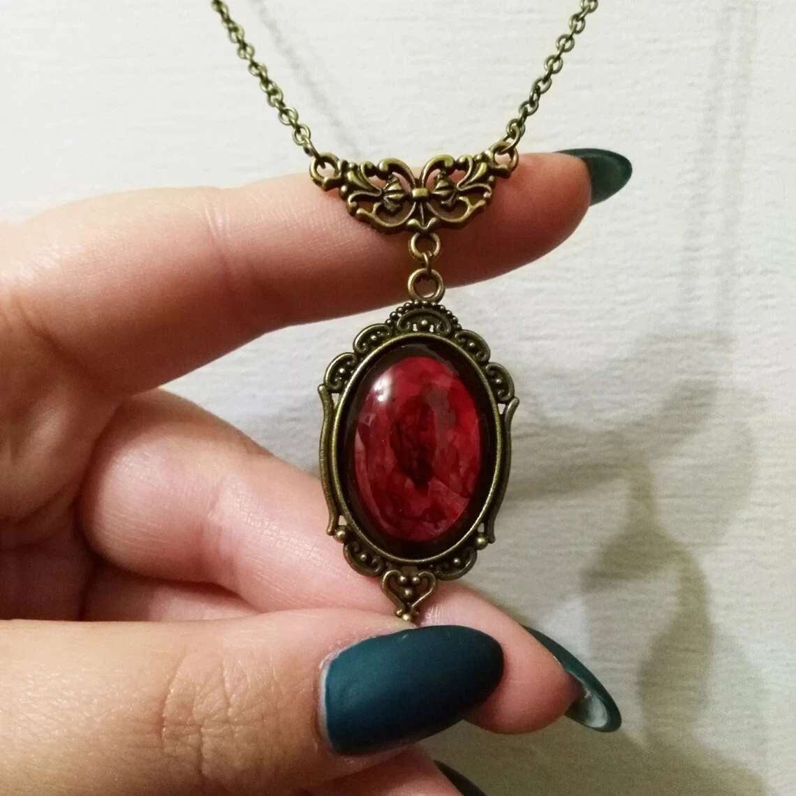 New Vampire Blood Red Quartz Necklace For Woman Vintage Butterfly Cameo ...