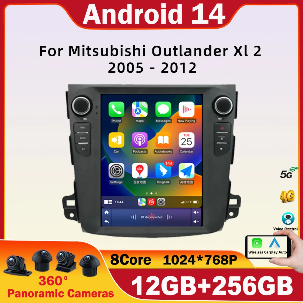 9.7 inch Android 14 For Mitsubishi Outlander Xl 2 2005 - 2012 Car ...