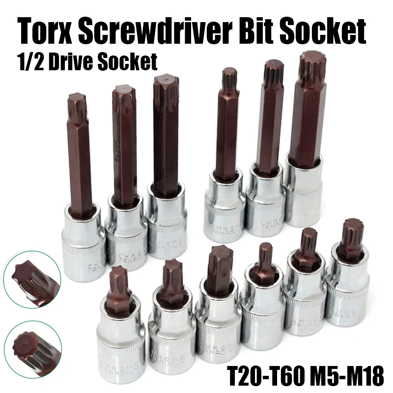 55-100mm-1-2-Drive-Socket-Torx-Screwdriver-Bit-Socket-T20-T60-M5-M18 ...