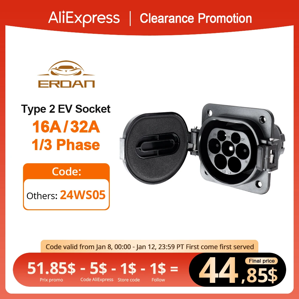 Electric-Vehicle-Cars-Charging-Evse-Socket-Type-2-EV-Sockets-16A-32A-1P ...