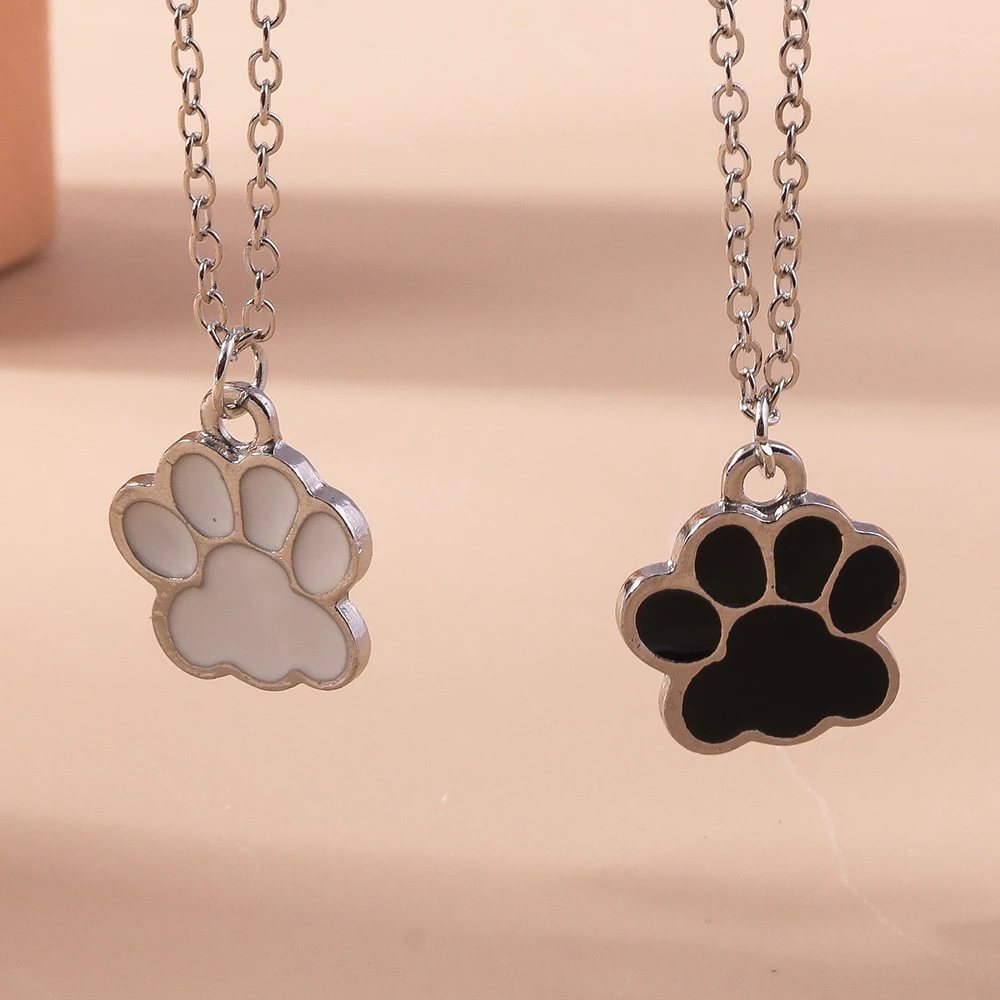 Cute-Enamel-Dog-Cat-Paw-Necklaces-for-Women-Men-BFF-Best-Friends-Couple ...