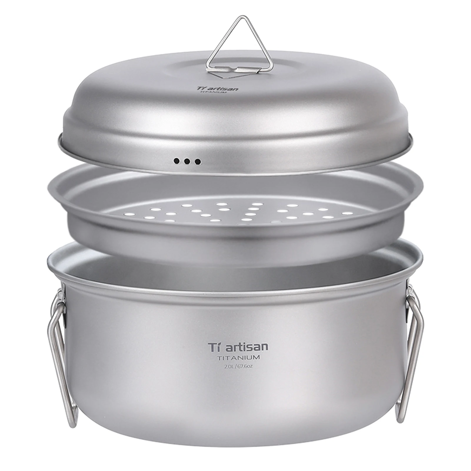 Outdoor Picinc Titanium Steamer Stockpot Set Tableware with Lid Soup ...