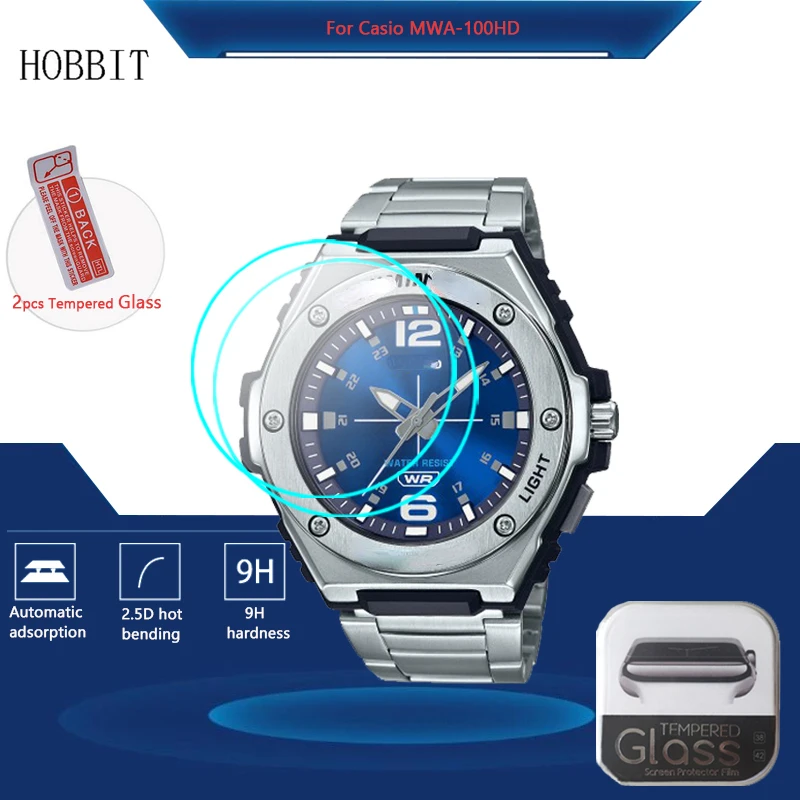 2PCS Tempered Glass For Casio MWA 100HD Watch Screen Protective Film ...