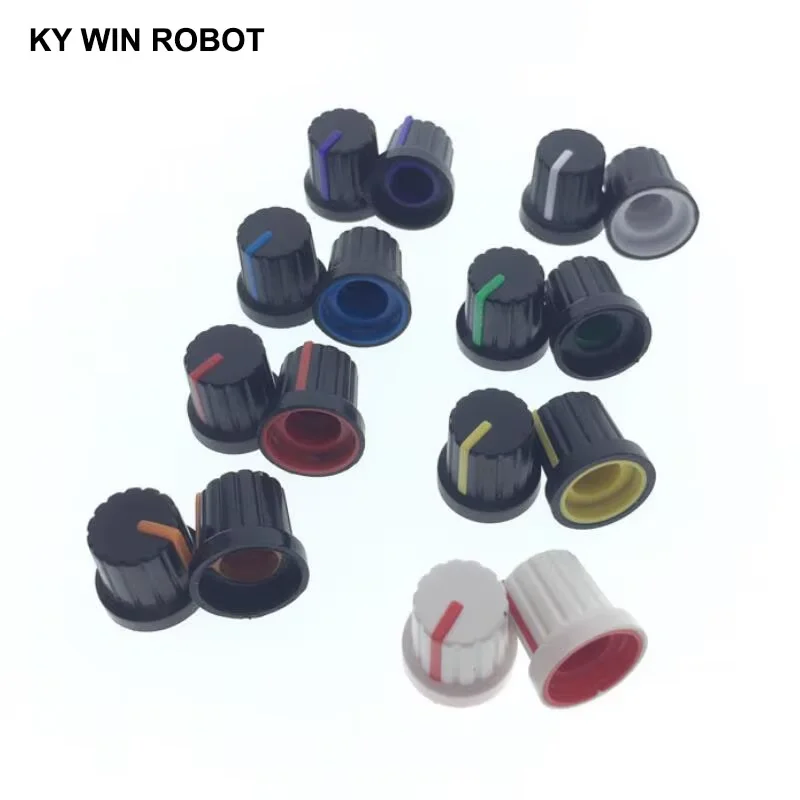 10pcs WH148 potentiometer knob cap 6mm Shaft Hole Assorted Kit White ...