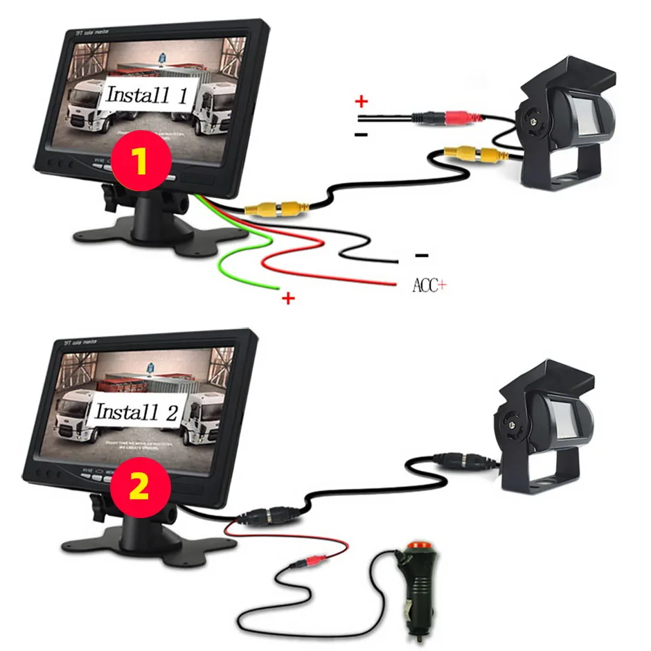 Porsche Front Car & Truck Rear View Mirrors 7" Quad Monitor Split ...