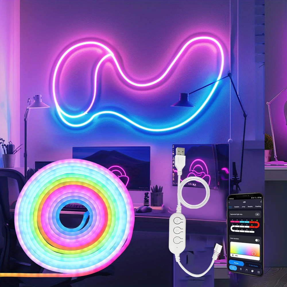 Bluetooth-LED-Neon-LED-Strip-Lights-Neon-Rope-Light-with-Music-Sync ...