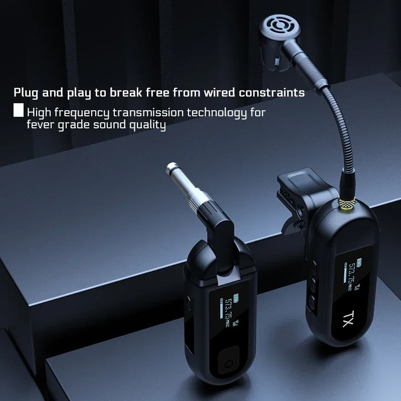 Microfone sem fio para saxofone e trompete com clip e alcance de 100 pés