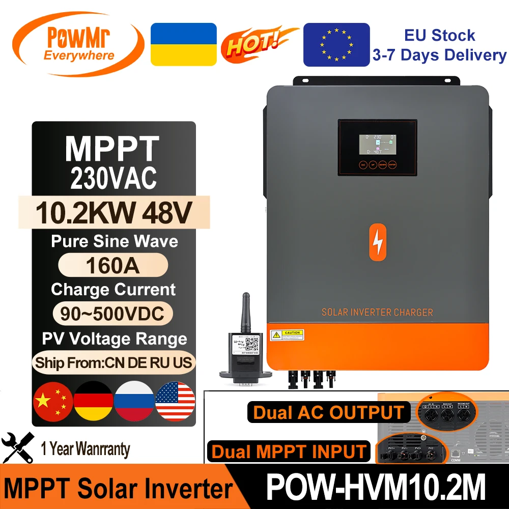 PowMr-10-2KW-Hybrid-Solar-Inverter-Pure-Sine-Wave-MPPT-160A-230VAC ...