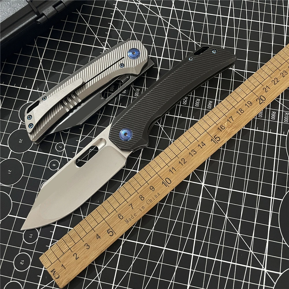 M390 Steel Folding Knife TC4 Titanium Alloy Handle Ball Bearing Camping ...