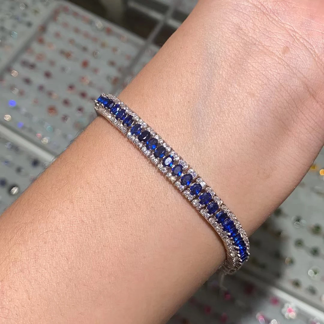 MeiBaPJ pulsera de piedras preciosas de zafiro Natural para mujer ...