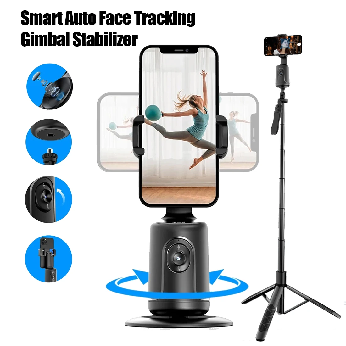 Auto-Face-Tracking-Tripod-For-iPhone-Android-360-Rotation-Phone-Camera ...