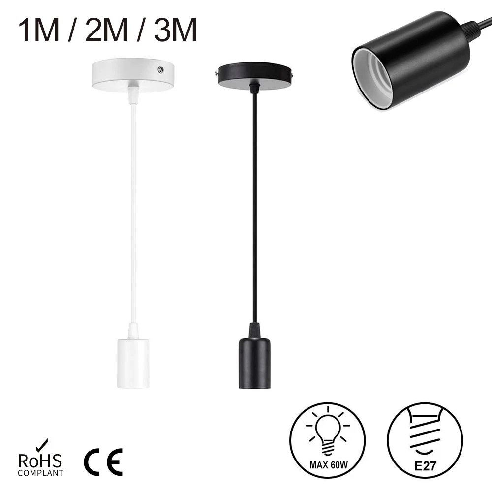 3M Led Base Pendant Lights E26 E27 Lamp Holder Socket 110V 220V Lamp E27 Base for DIY Retro ...