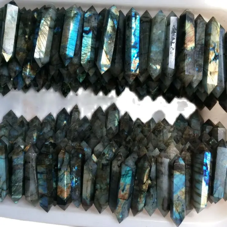 1LB-5-8-pcs-Natural-beautiful-labradorite-QUARTZ-CRYSTAL-WAND-DT-POINT ...