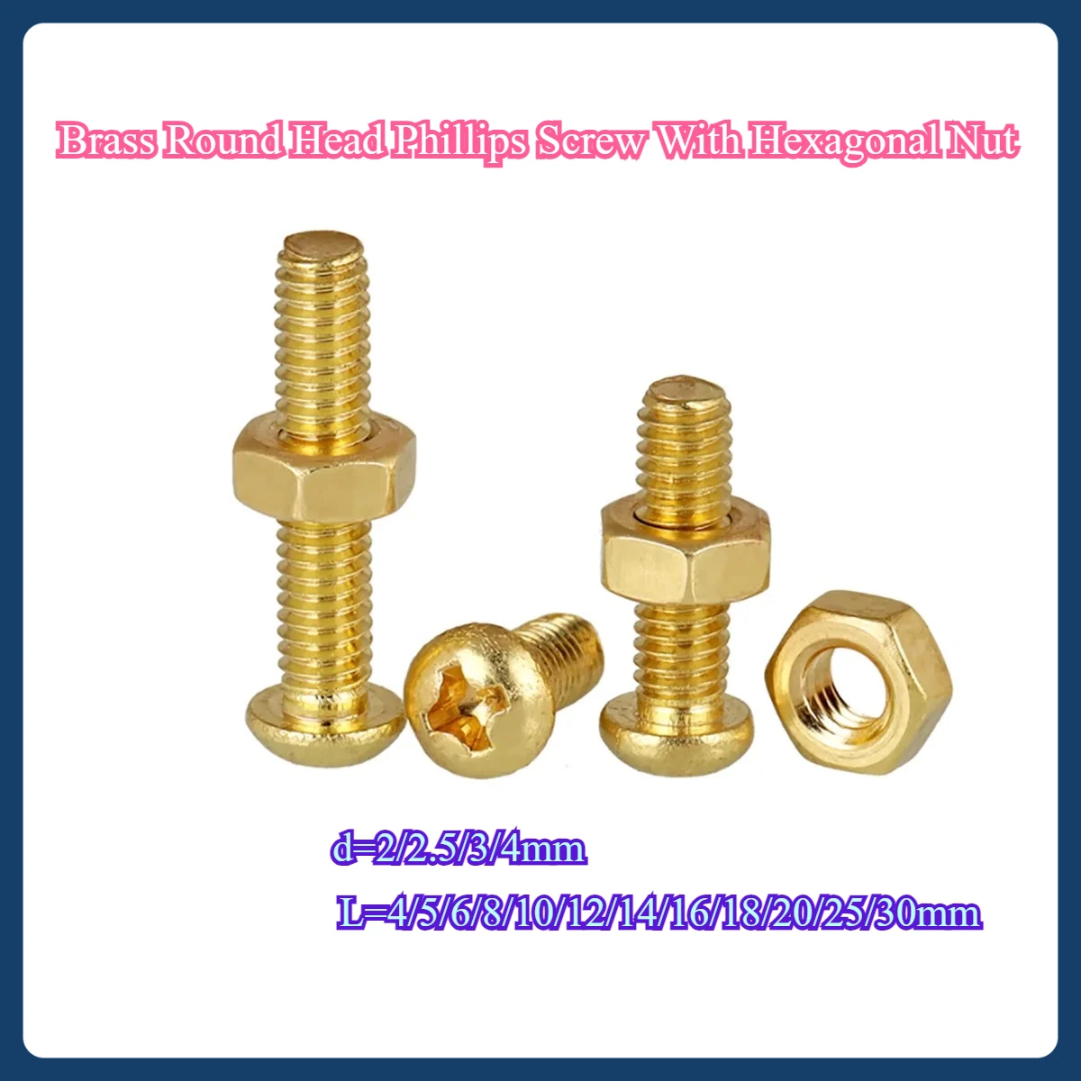 Brass Round Head Phillips Screw With Hexagonal Nut M2-M4 - AliExpress 13