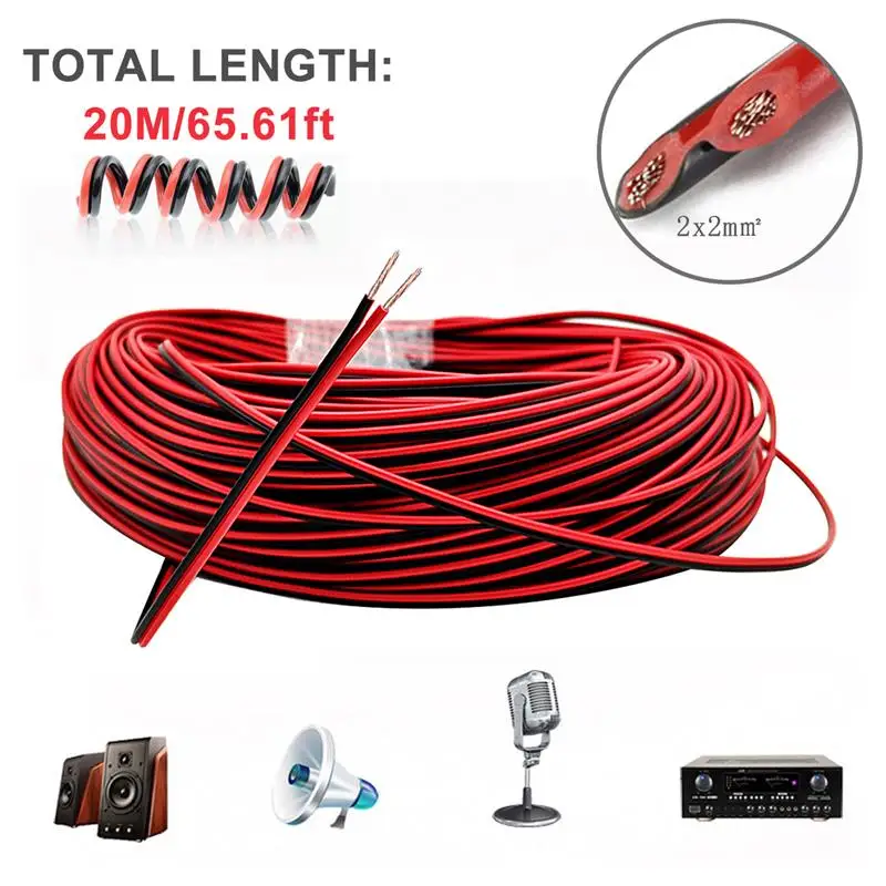 1pc-20M-Length-Audio-Cable-Copper-Wire-Loudspeakers-Cable-PVC-Cover ...