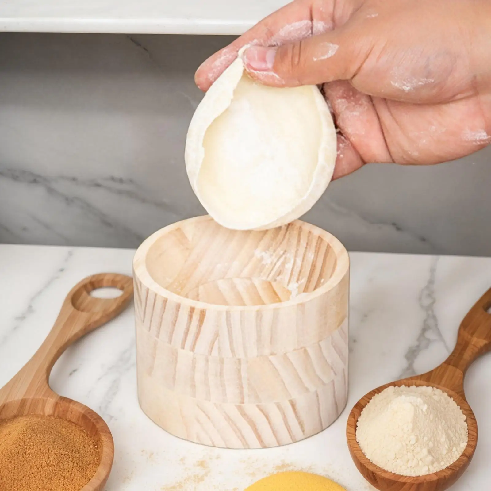 Wood Dumpling Maker Press Tool Wood Mold And Ball Manual Dough Skin ...