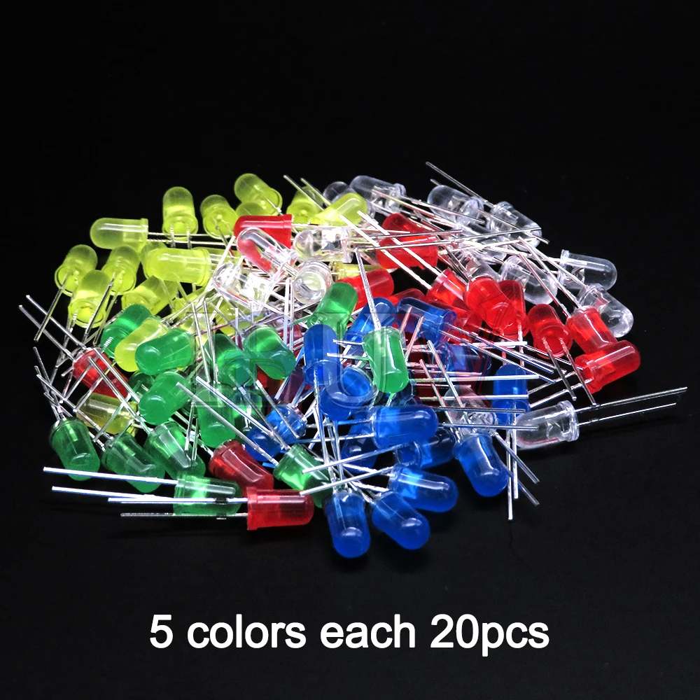 100PCS-LOT-5mm-LED-Diode-F5-Assorted-Kit-IBUW-White-Green-Red-Blue ...