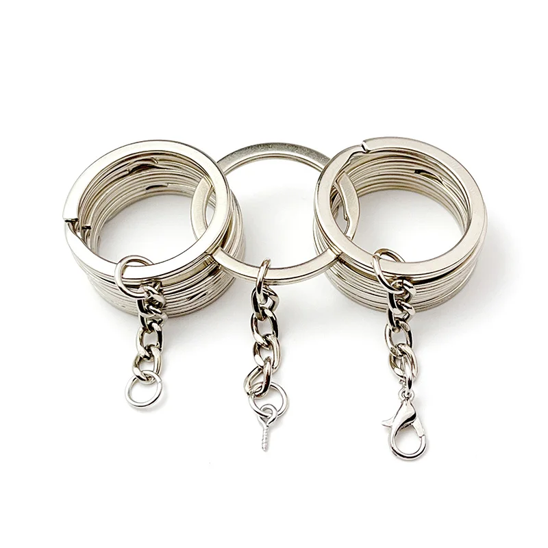 10-20Pcs-Key-Ring-Key-Chain-30mm-Round-Flat-Wire-Open-Ring-Metal-Key ...