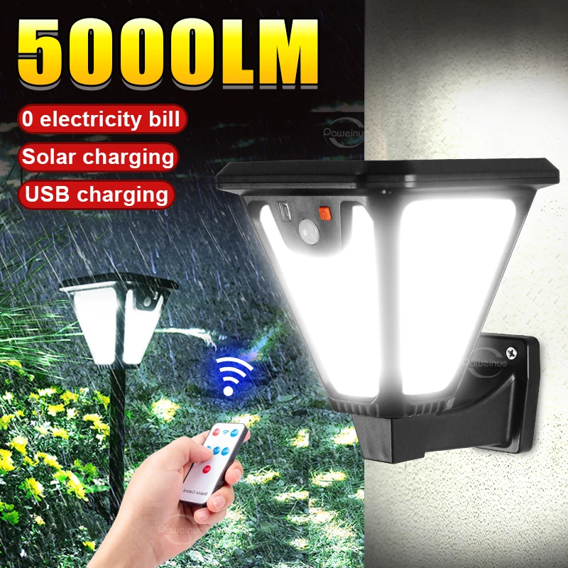 5000LM-Outdoor-Solar-Lights-Motion-Sensor-Solar-Powered-Lamp-USB ...