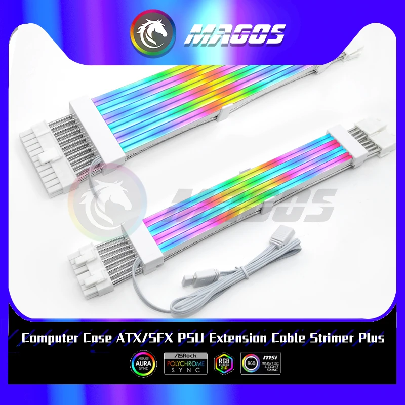 GPU Extension Cable ARGB Plus Rainbow Neon Line LED Light Cover ATX ...