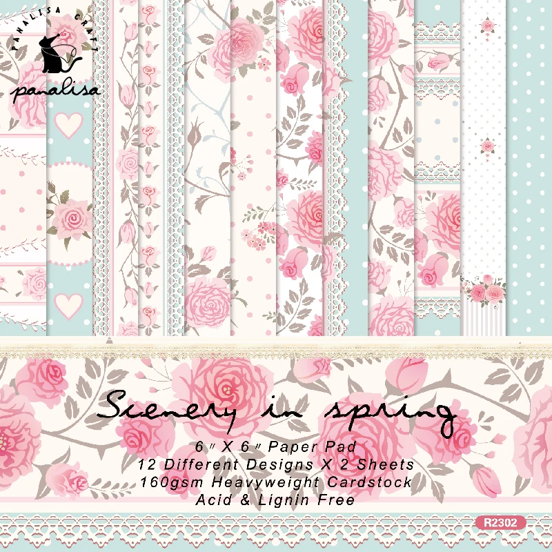 Panalisacraft 24 Sheets 6"x6" Pink And Blue Flower Scrapbook Paper ...