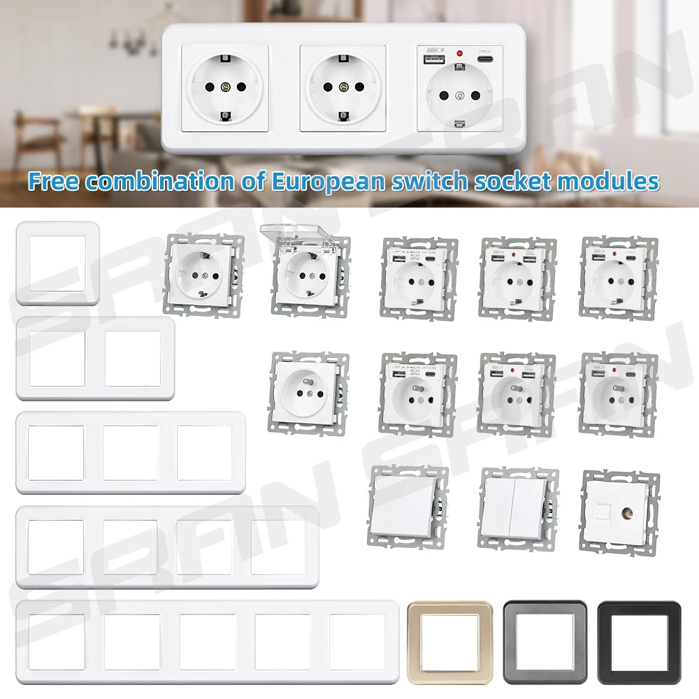 VISWE-EU-Electrical-Socket-and-Switch-Usb-wall-socket-TV-RJ45-Module ...