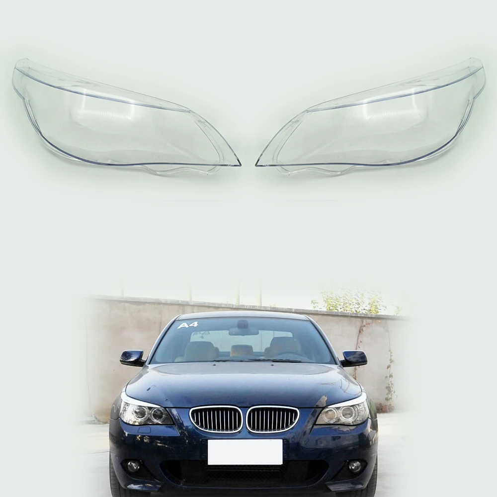 Pair-For-BMW-5-Series-E60-E61-2003-2008-525i-530i-Car-Headlight-Lens ...
