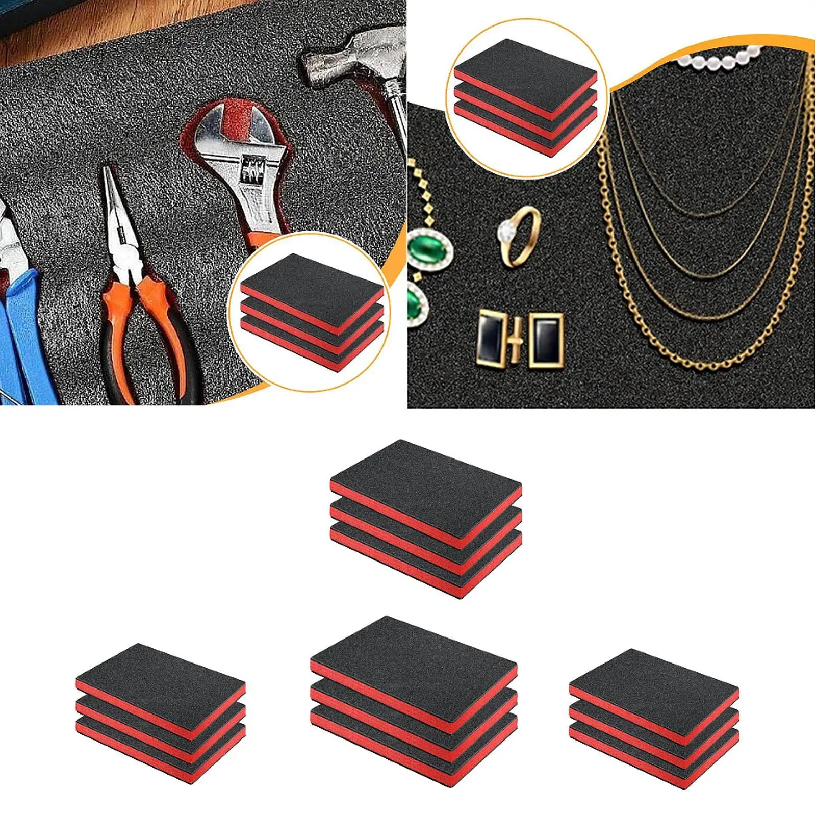 3 Pieces Tool Box Foam Inserts Easy to Use Professional Portable ...