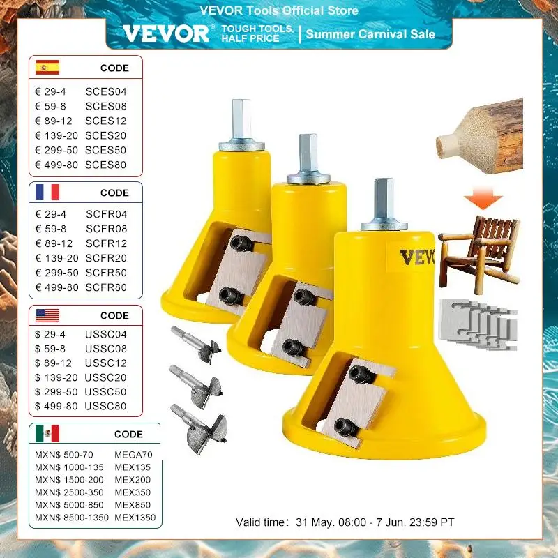 VEVOR-4-6-8Pcs-Tenon-Cutter-Log-Furniture-Kit-1-1-5-2in-Straight-Curved ...