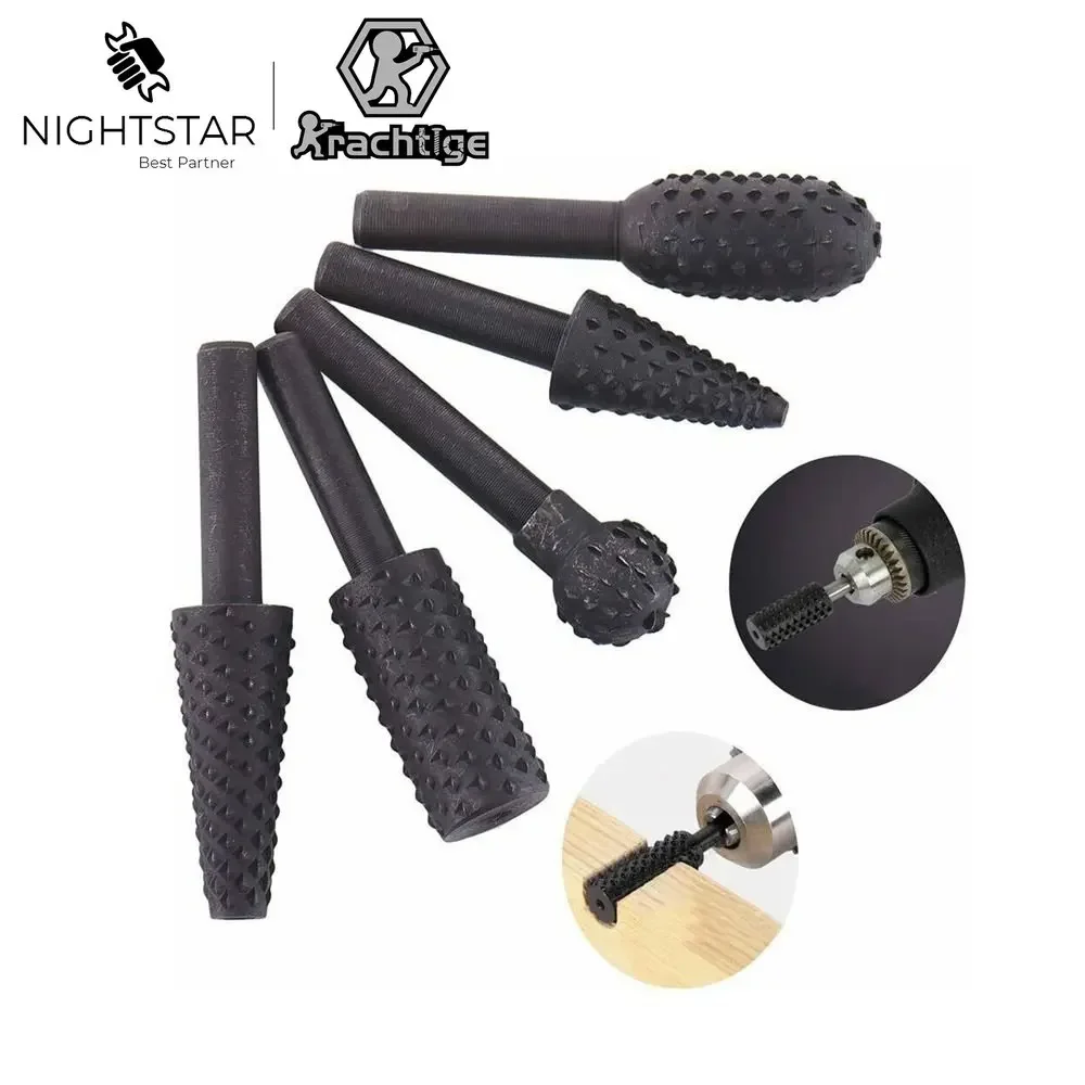 5Pcs Rotary Rasp HSS Grinding Head Power Tool Woodworking Cutter Drill ...