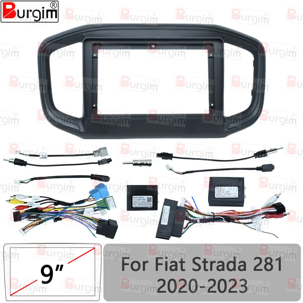 Car Radio Fascias Frame For Fiat Strada 281 2020-2023 9 inch 2DIN ...
