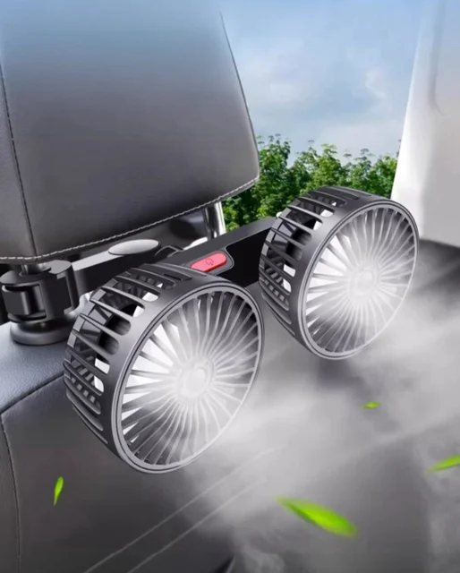 12v Fan Electric Car Backseat Fans, Dual Head Car Sea Air Circulator Fan