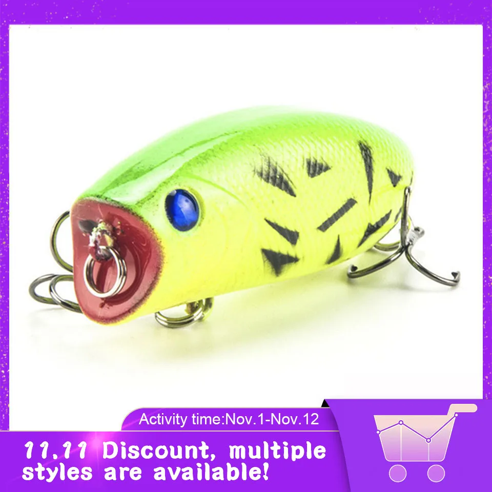 1pcs 3d Eyes Fishing Lure 5.5cm 11g 8# Hooks Pesca Fish Lifelike Popper ...