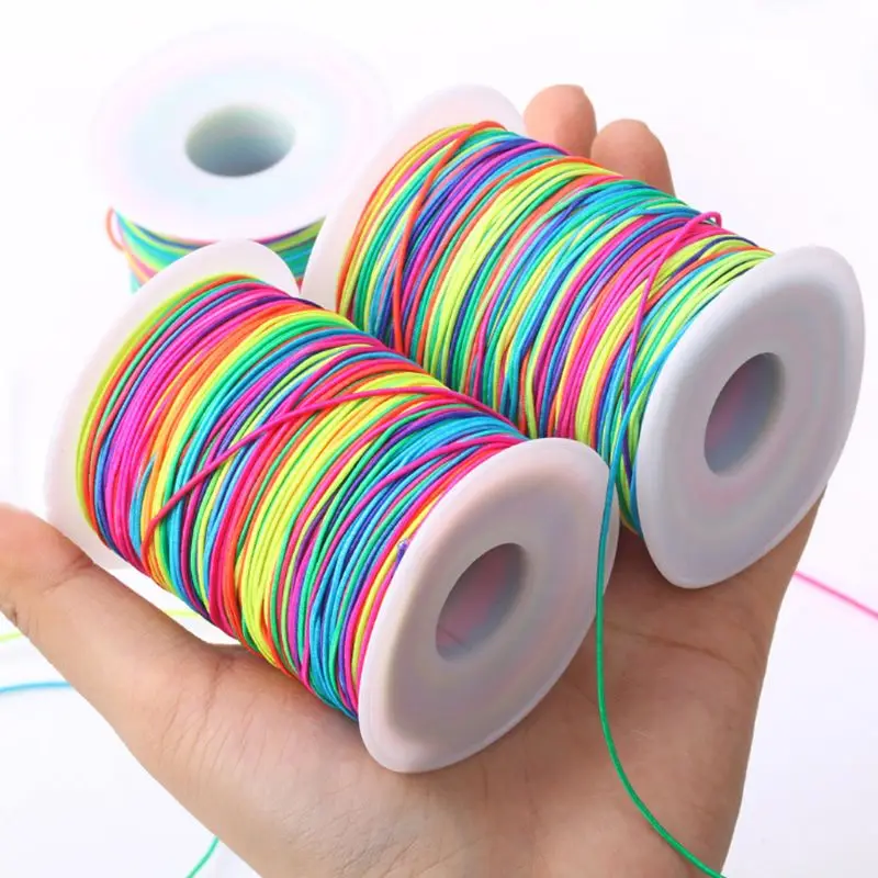 100m-Rainbow-Colourful-Elastic-Cord-1mm-Thread-Stretch-String-Craft-DIY ...