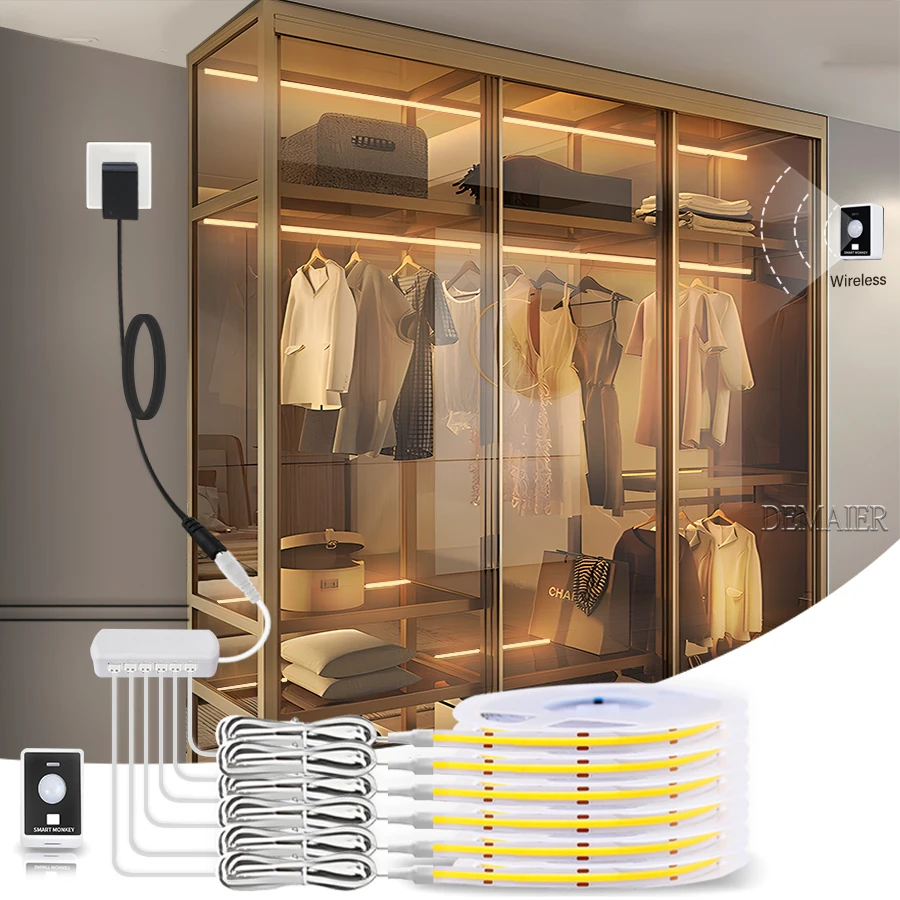 Cob-Led-Strip-Light-Eu-Draadloze-Bewegingssensor-Diy-Keuken-Plank ...