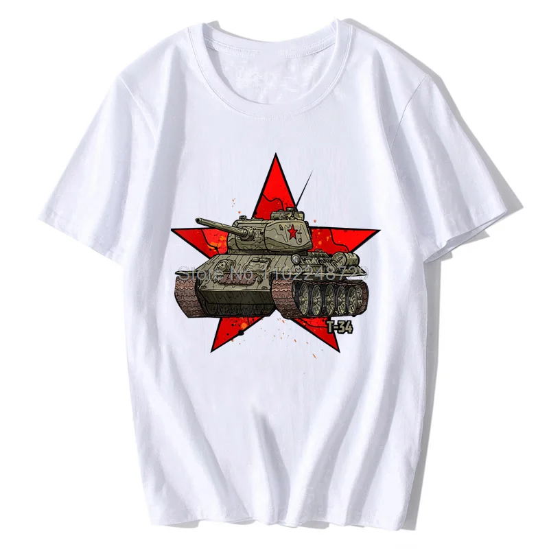 T-34-Soviet-Tank-WWII-Russian-Army-Historic-Red-Star-Men-Tshirt-Summer ...