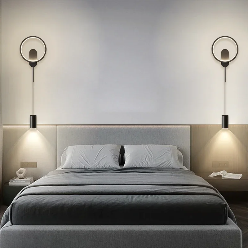Modern-LED-Wall-Lamp-Bedside-Lighting-90-260V-Black-Gold-Light-For ...