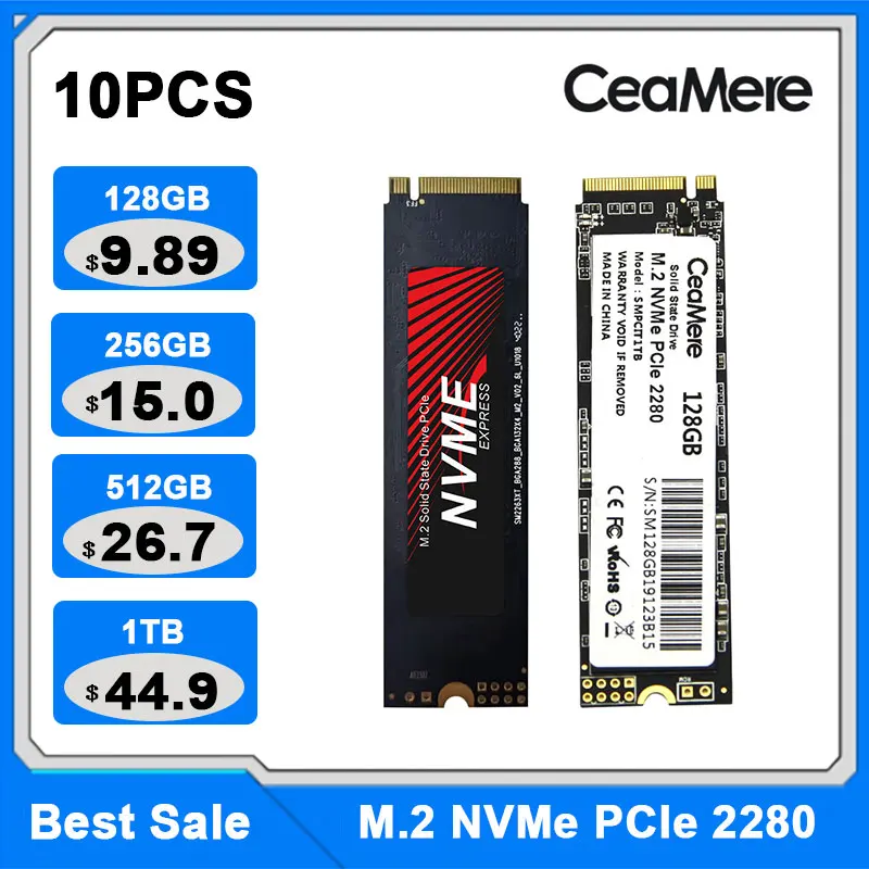10PCS-M-2-NVMe-Pcie-128GB-256GB-512GB-1TB-M2-Solid-State-Drive-Internal ...