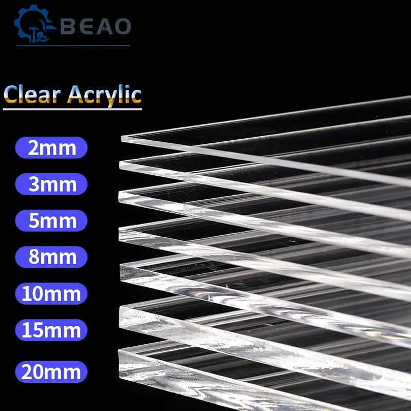 1Pc Plexiglass Clear Acrylic board Organic Plastic sheet Glass methacrylate Plate Thickness 1 ...