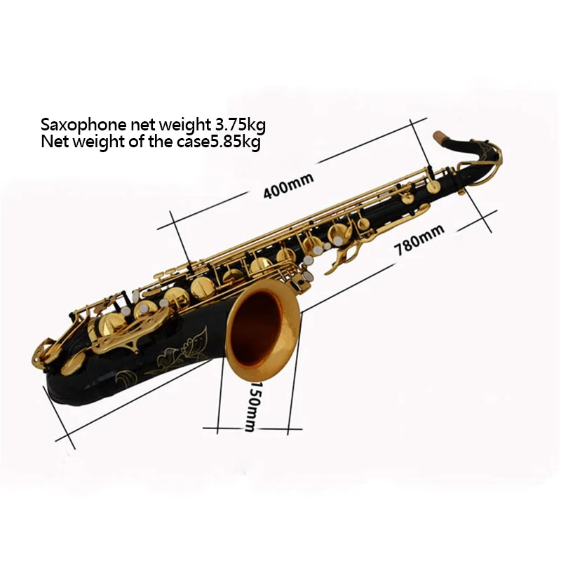 Saxof-n-negro-laca-dorada-teclas-Bb-tenor-saxof-n-principiante-pr-ctica ...