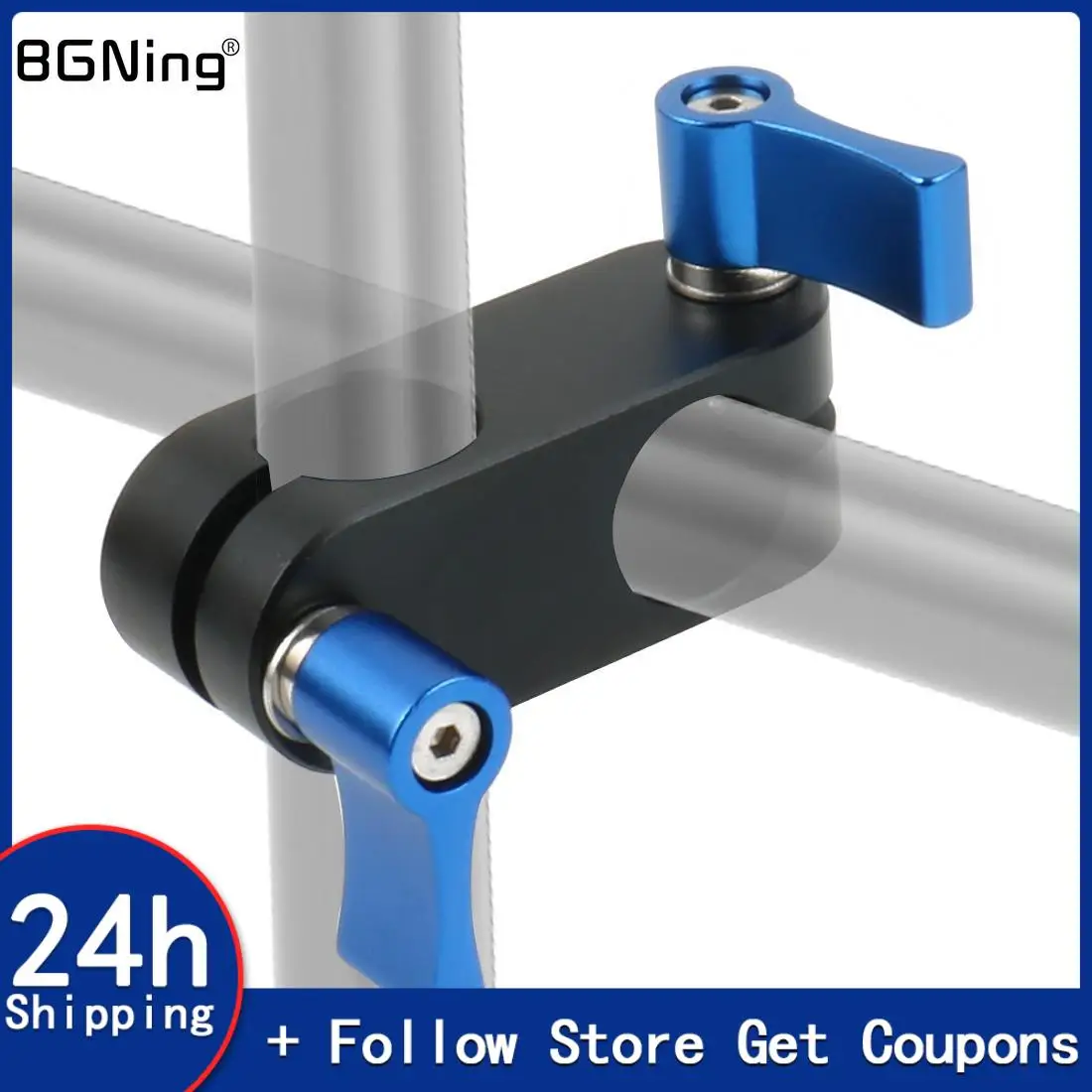 90 Degree Right Angle Double 15mm Rod Rig Clamp Adapter M5 Screw for ...