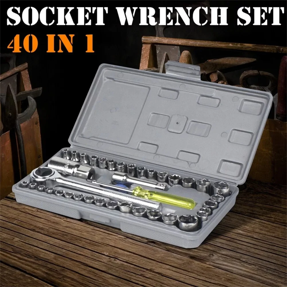 40-Piece-Socket-Set-1-4-Inch-3-8-Inch-Drive-Socket-Ratchet-Wrench-With ...