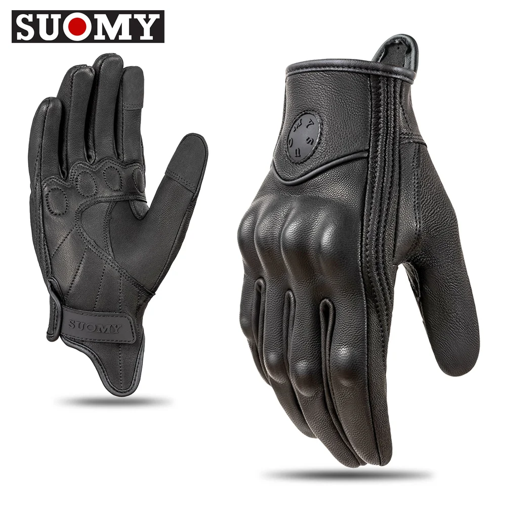 Suomy-Motorcycle-Gloves-Leather-Men-Women-Moto-Leather-Vintage-Cycling ...