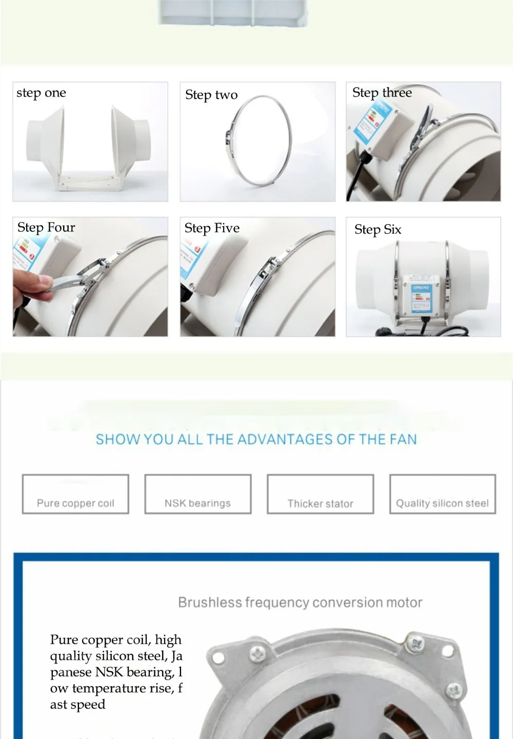 4/5 Inch Powful Silent Exhaust Fan Duct Pipe Fan Window Wall Airflow ...