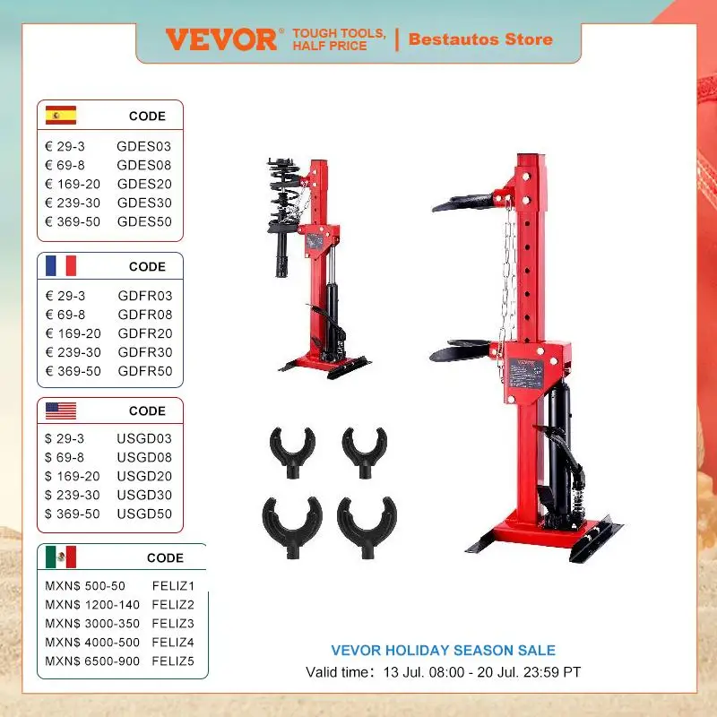 VEVOR-Strut-Spring-Compressor-4-5-Ton-9920-LBS-Hydraulic-Jack-1-Ton ...